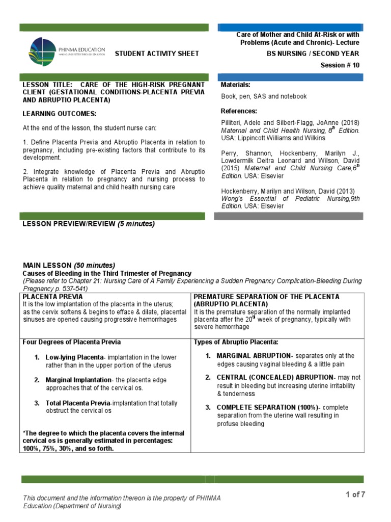 Module 10 Student Activity Sheet | PDF | Pregnancy | Childbirth