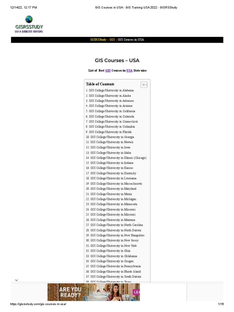 GIS Courses in USA - GIS Training USA 2022 - GISRSStudy | PDF ...