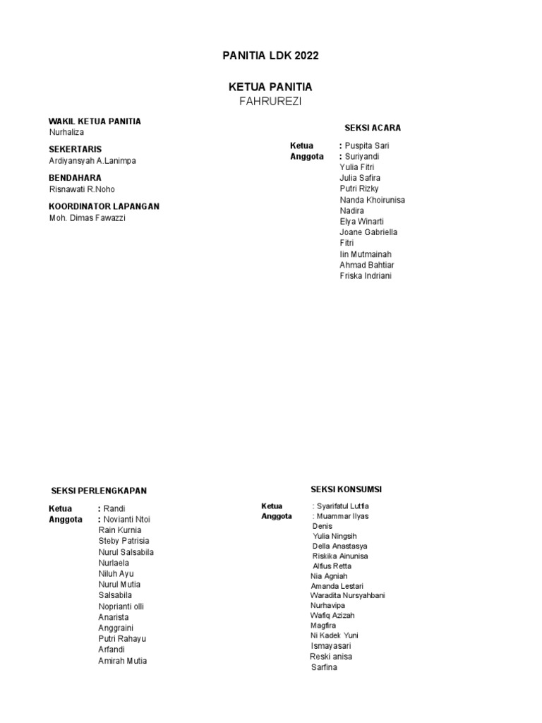 Panitia LDK 2022 Fix | PDF