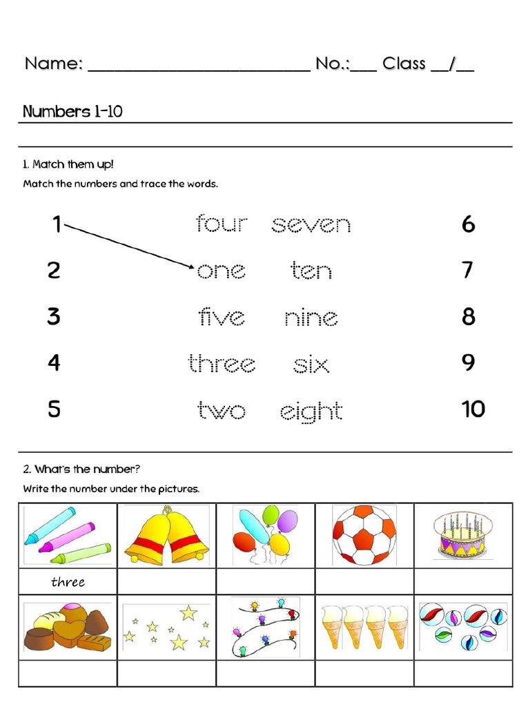 Numbers Worksheet | PDF