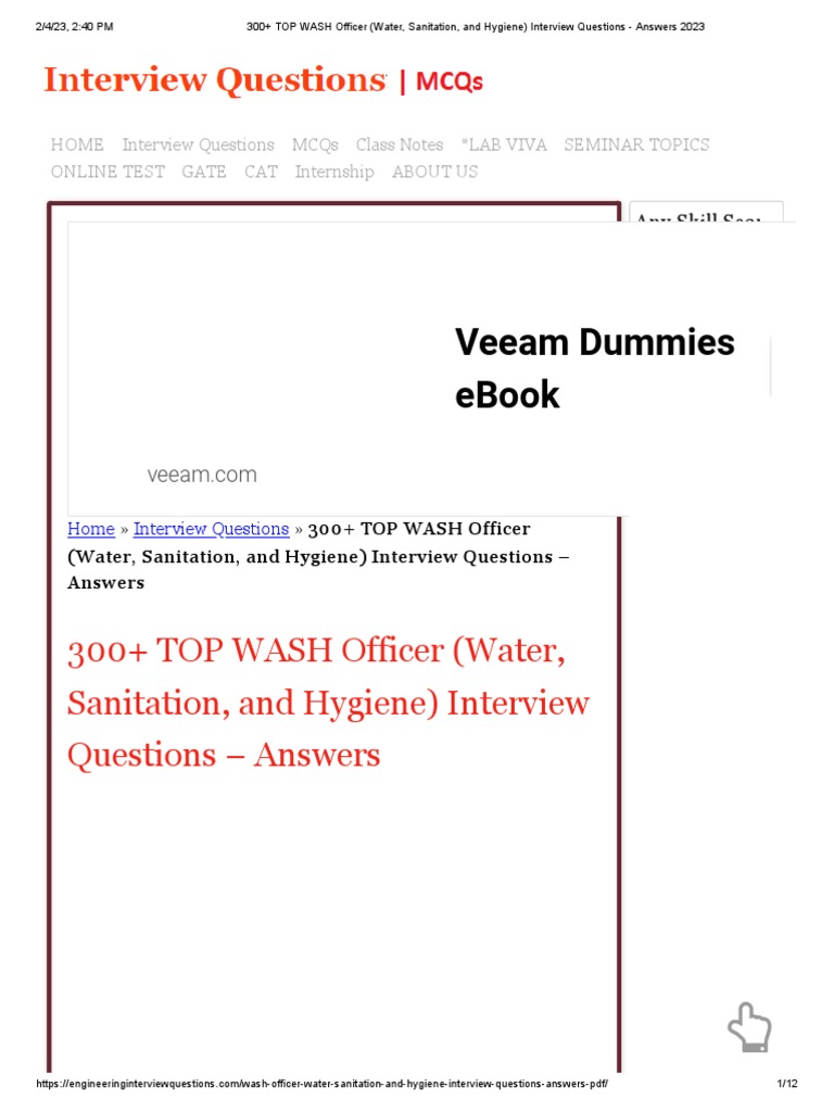 300+ TOP WASH Officer (Water, Sanitation, and Hygiene) Interview Questions - Answers 2023 | PDF ...