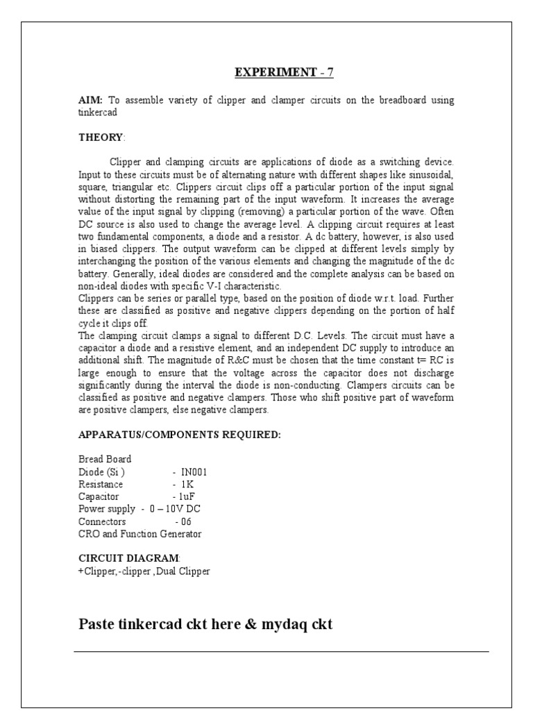 Exp 7-Clipper Clamper | PDF | Manufactured Goods | Electronics