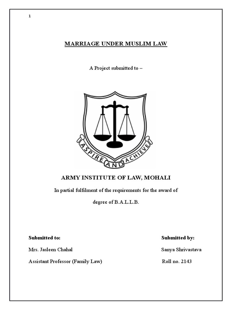 Marriage Under Muslim Law | PDF | Marriage | Wife