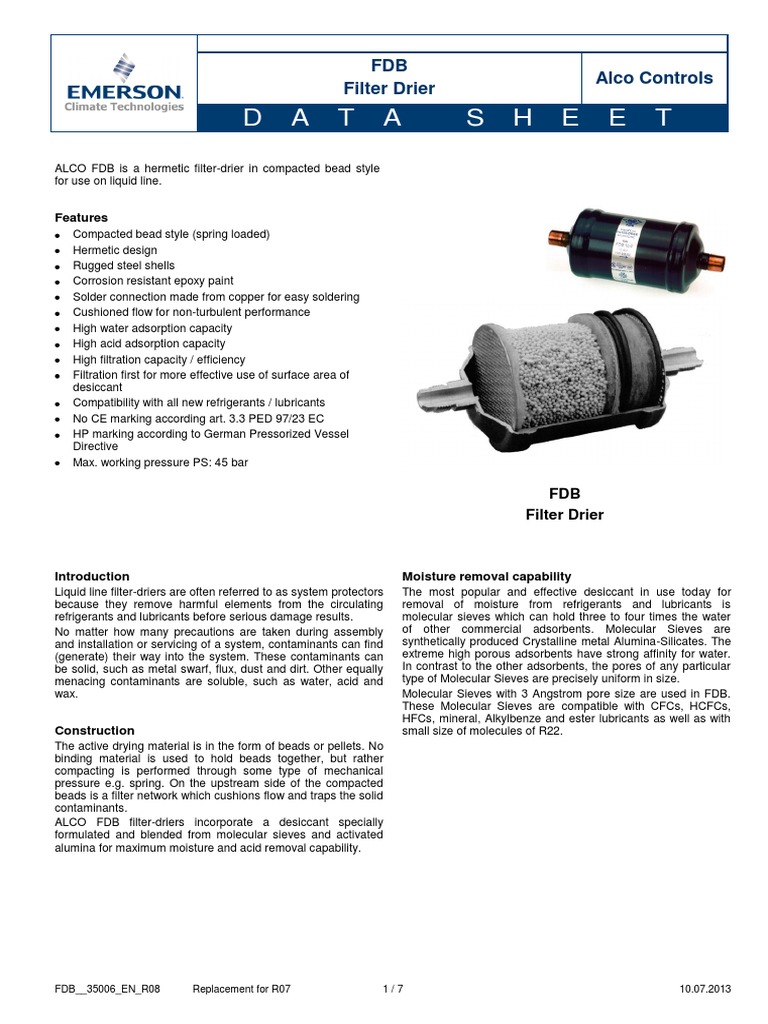 D A T A S H E E T: FDB Filter Drier Alco Controls | PDF | Lubricant ...