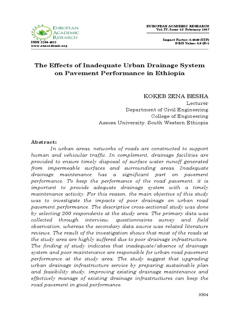 The Effects of Inadequate Urban Drainage System | PDF | Road | Drainage