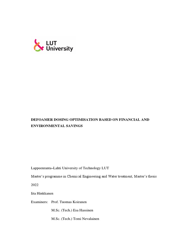 Defoamer Dosing Optimization for Savings | PDF | Industrial Processes ...