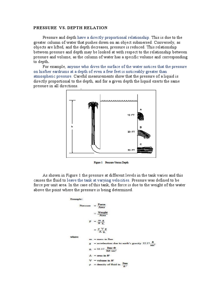 Pressure-Depth Relationship Explained | PDF