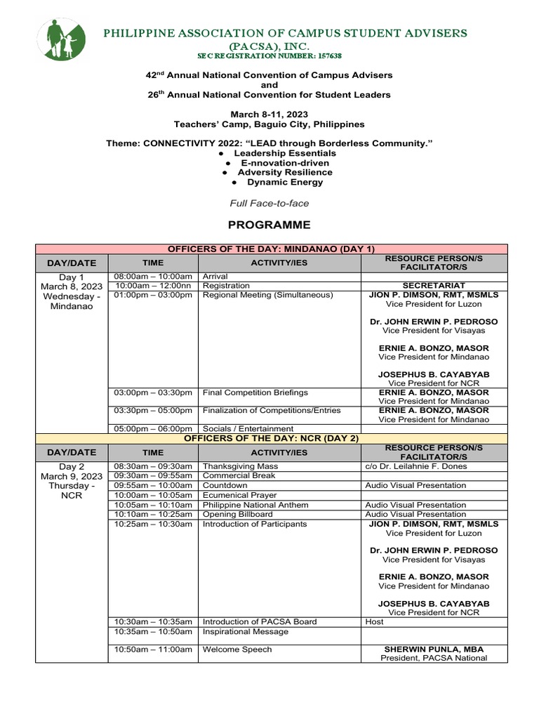 PACSA 42nd National Convention 2023 | PDF
