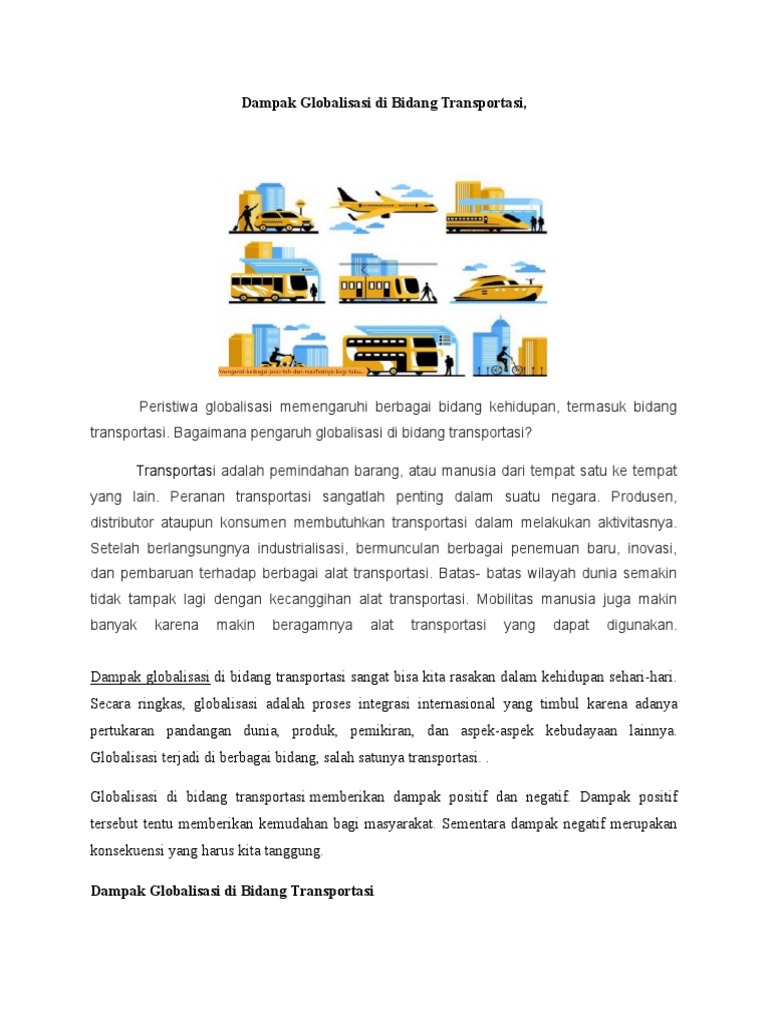 Dampak Globalisasi Di Bidang Transportasi Pdf 