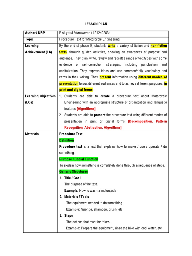 Riskiyatul Munaweroh - Lesson Plan (Topik 6) | Download Free PDF ...
