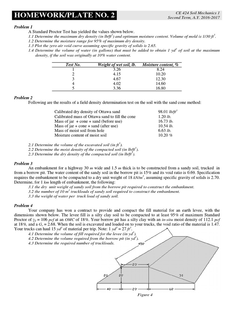 Homework - Plate No. 2 | PDF | Density | Soil