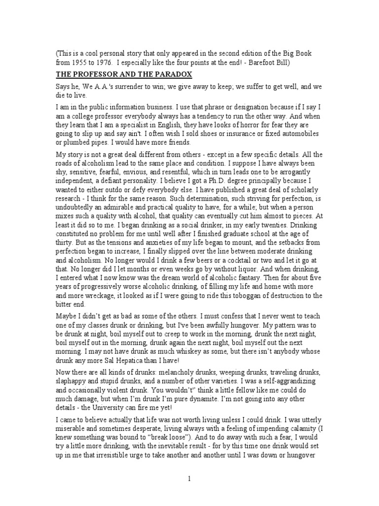 The Professor and The Paradox | PDF | Alcoholics Anonymous | Alcohol