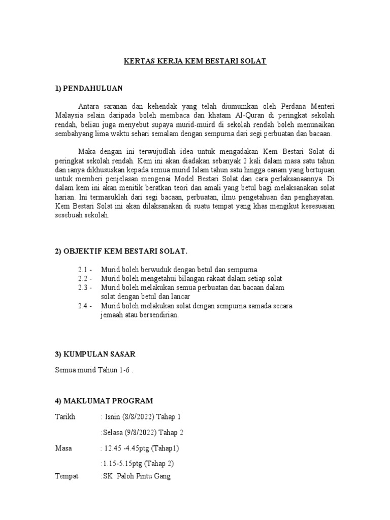 Kertas - Kerja - Kem - Bestari - Solat 1 | PDF