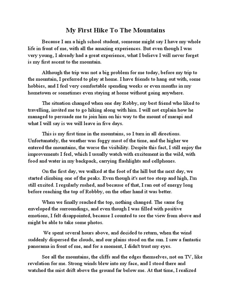 My First Hike To The Mountains | PDF | Hiking