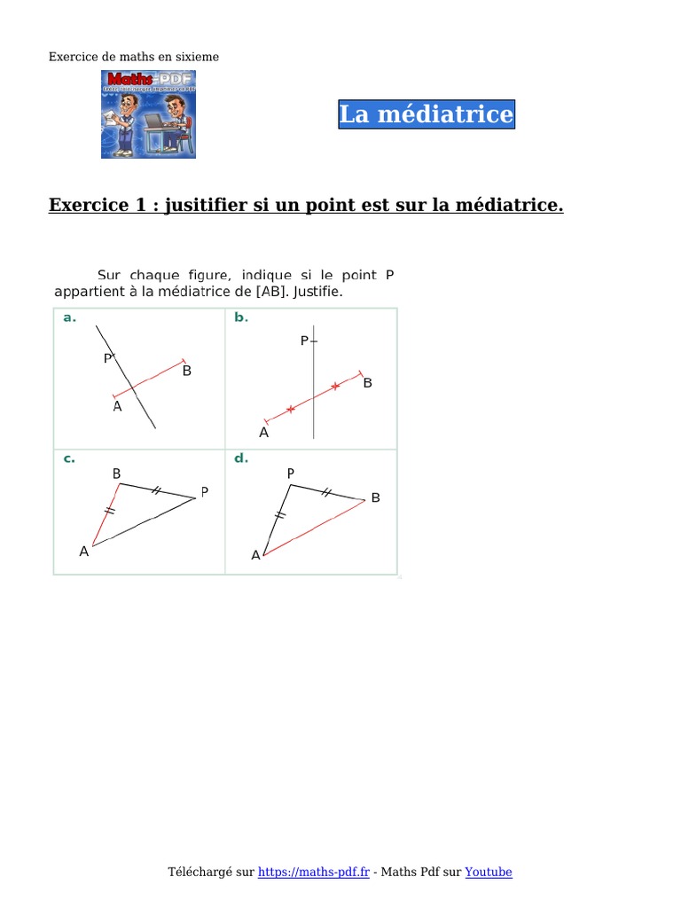 Exercices sur la médiatrice en 6ème | PDF