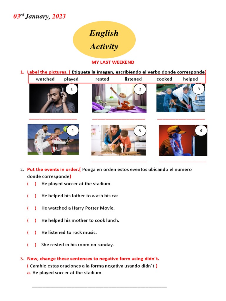 My Last Weekend Activities | PDF | Games & Activities | Language Arts ...