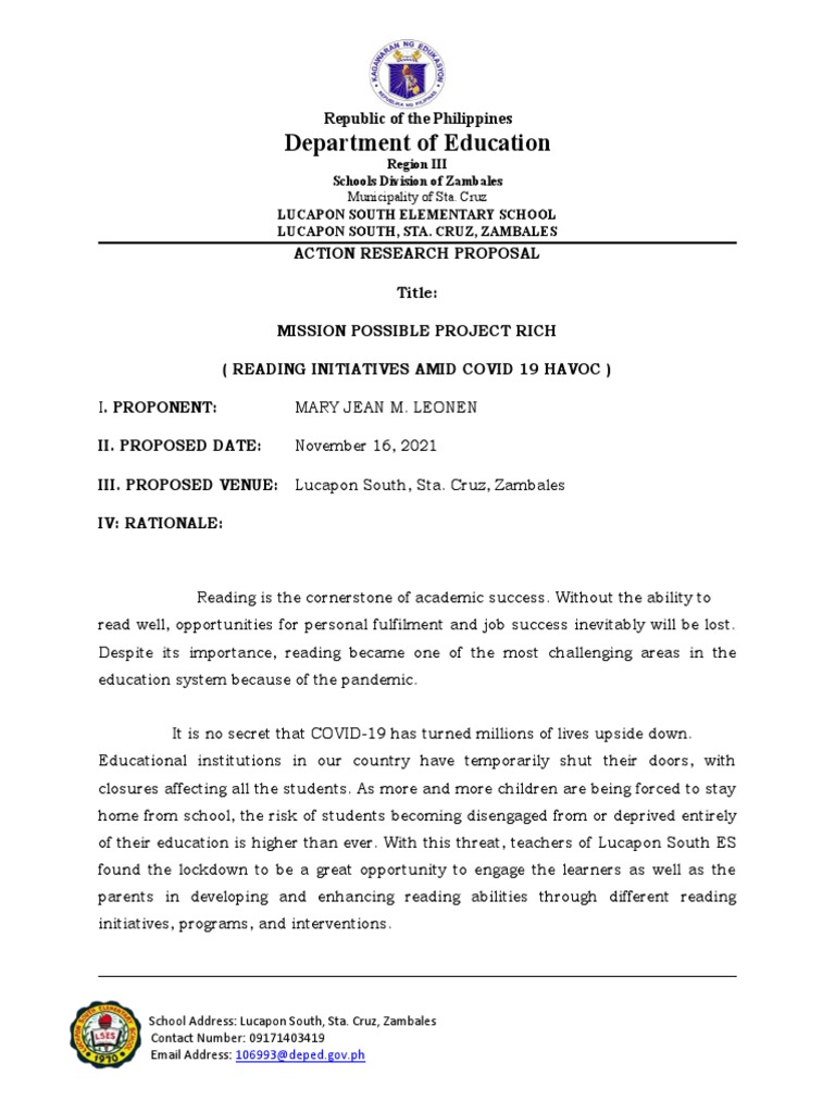 Project Proposal Reading Hub 2 | PDF | Teachers | Pedagogy