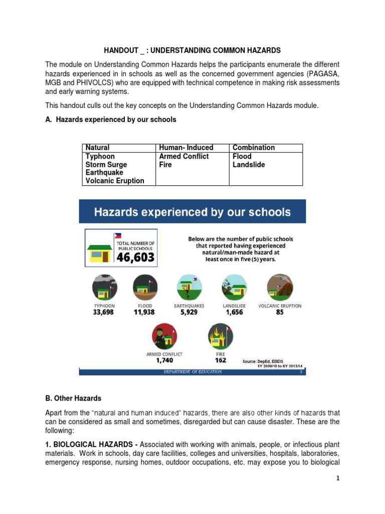 HANDOUT - Understanding Common Hazards | PDF | Hazards | Human Factors And Ergonomics