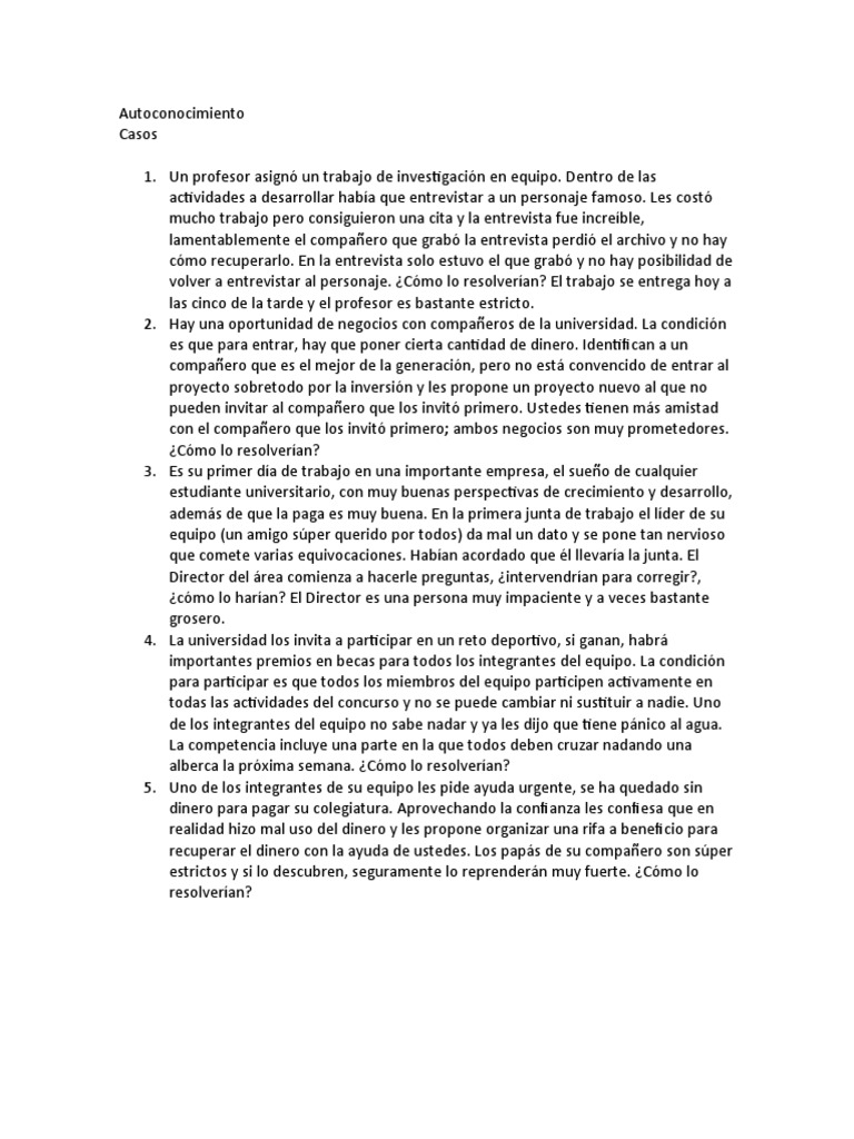 Dilemas de Autoconocimiento y Resolución | PDF