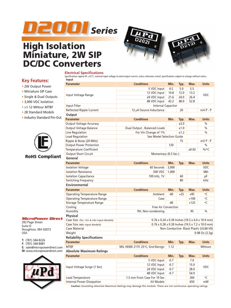 Datasheet D2061 5V DC - DC | PDF
