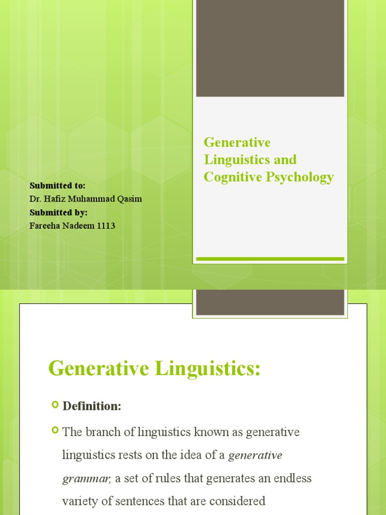 Generative Linguistics and Cognitive Linguistics | PDF | Cognitive Psychology | Linguistics
