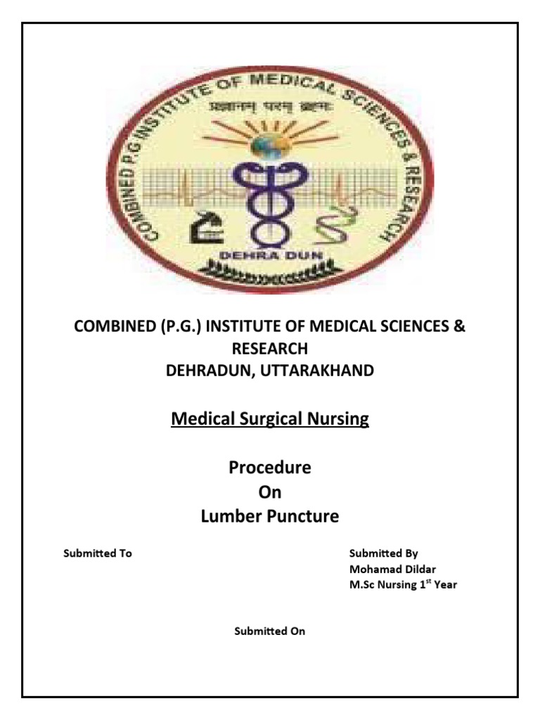 Procedure-Lumber Puncture | PDF | Cerebrospinal Fluid | Diseases And ...