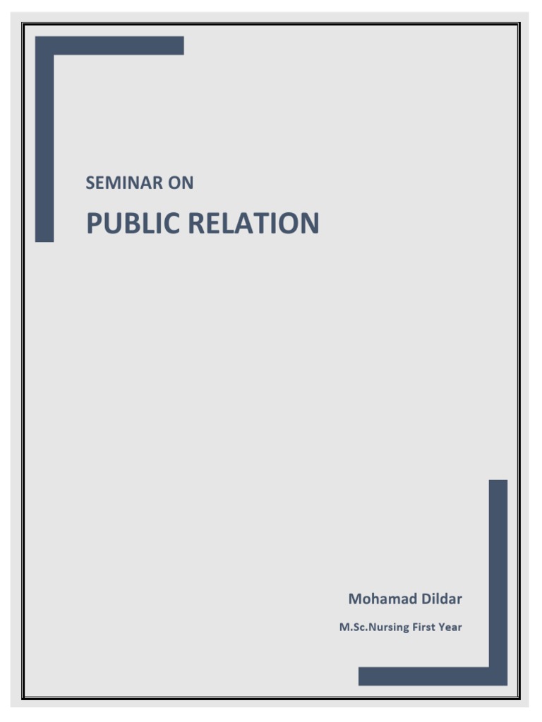 Public Relations in Nursing Seminar | PDF | Public Relations ...