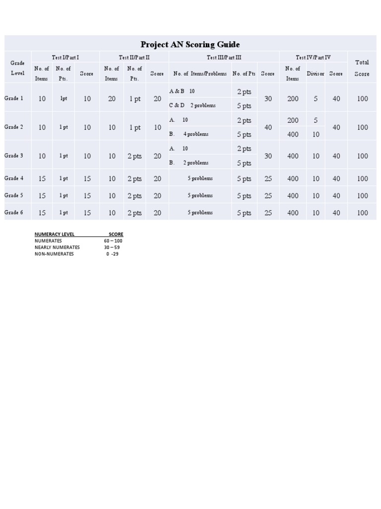 Project AN Scoring Guide | PDF