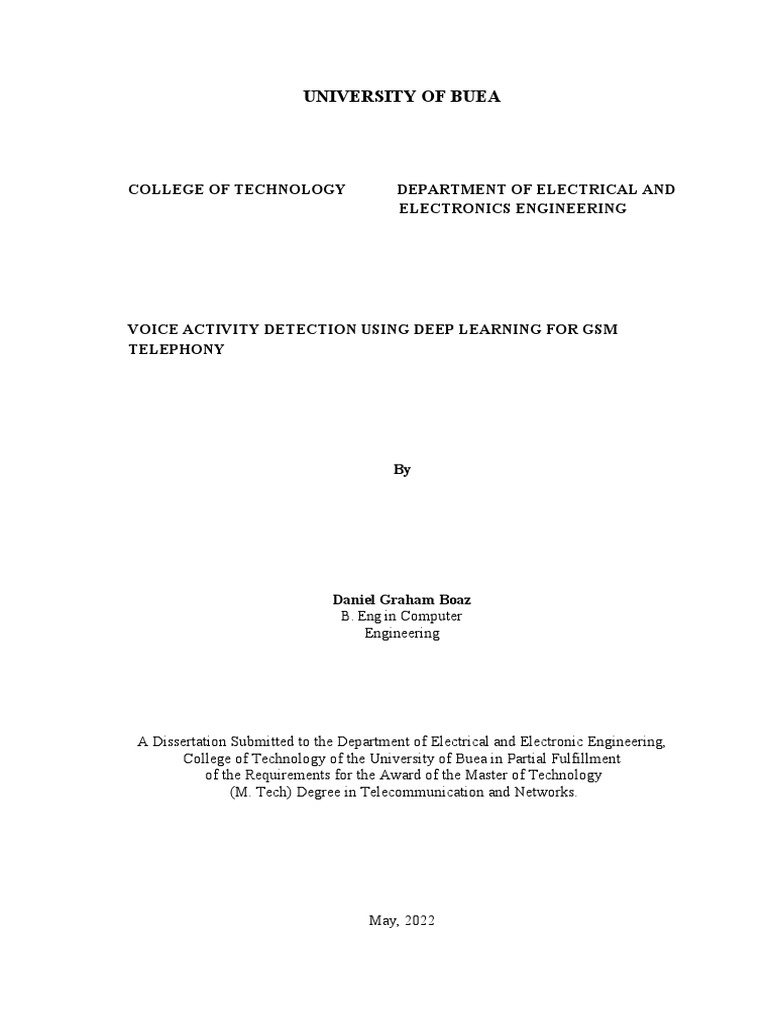 Voice Activity Detection Using Deep Learning (Speech Enhancement) For GSM Telephony | PDF | Deep ...