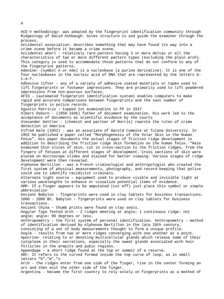 Definition of Terms Forensic | PDF | Fingerprint | Forensic Science