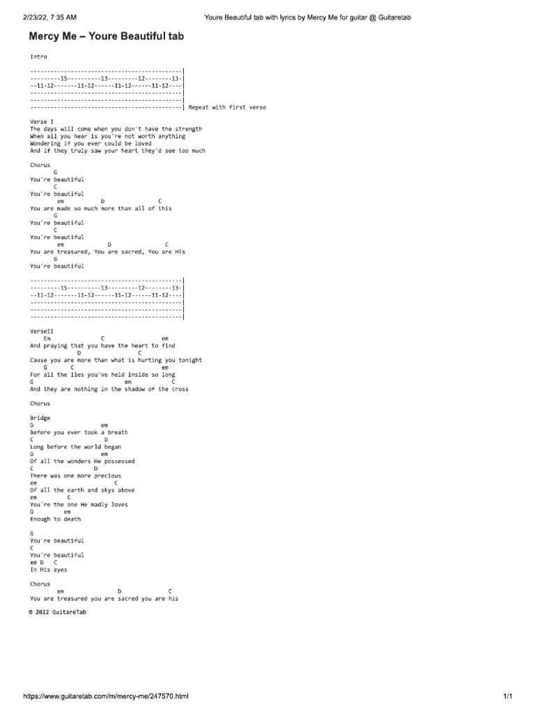 You Are Beautiful - Mercy Me | PDF