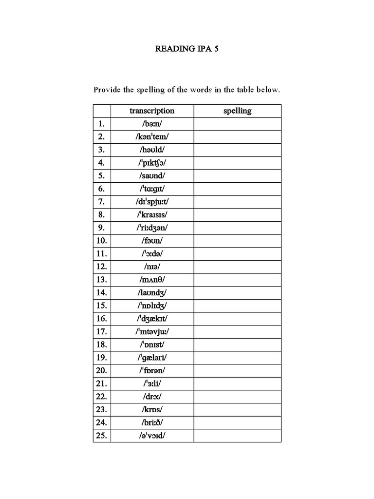 Reading IPA 5 (Exercise) | PDF