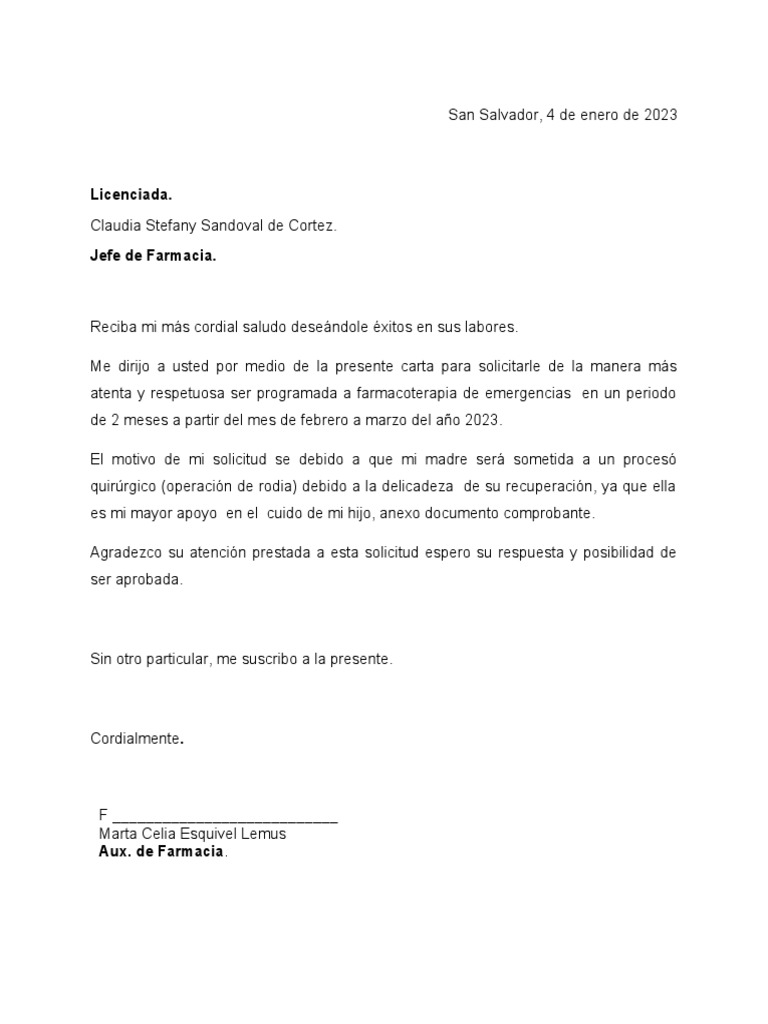 Carta Solicitud Turno | PDF