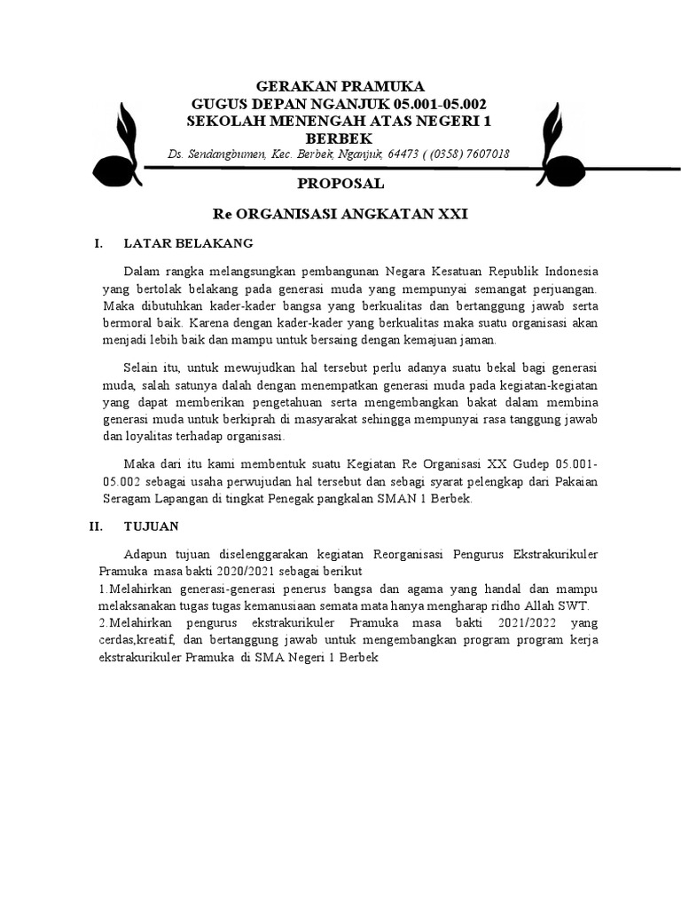 Proposal Reorganisasi Pramuka (1) - 1 | PDF