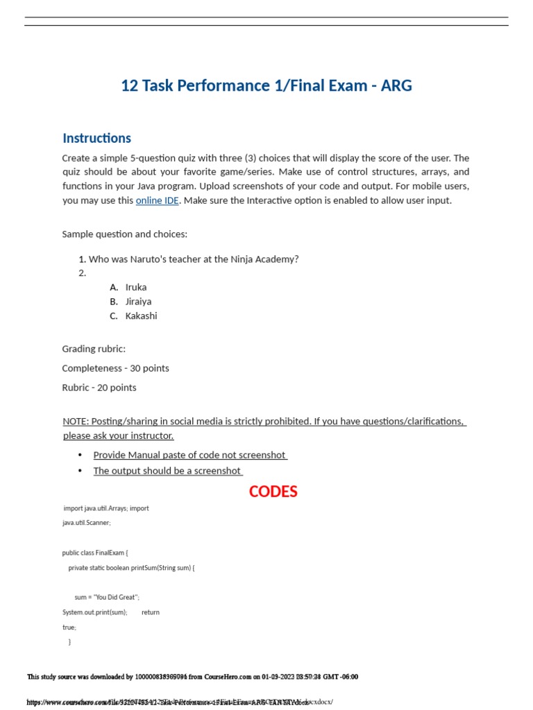 12 Task Performance 1final Exam ARG TANTAY | PDF | Software Engineering ...