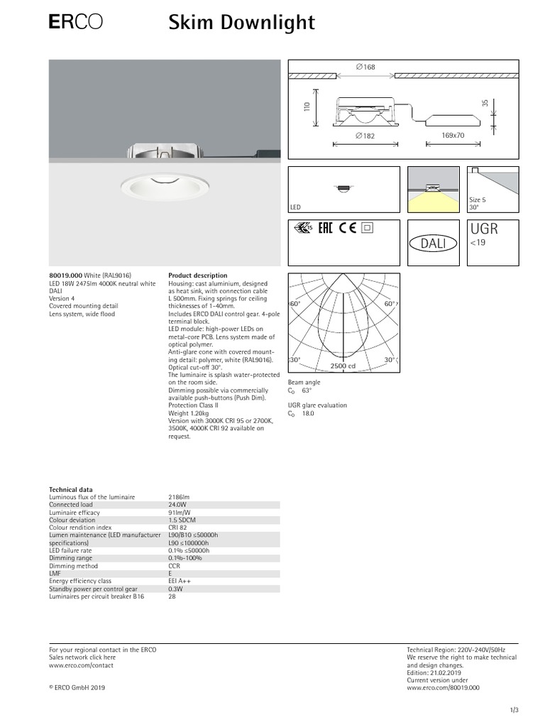 80019.000 White (RAL9016) Product Description | PDF | Lighting ...