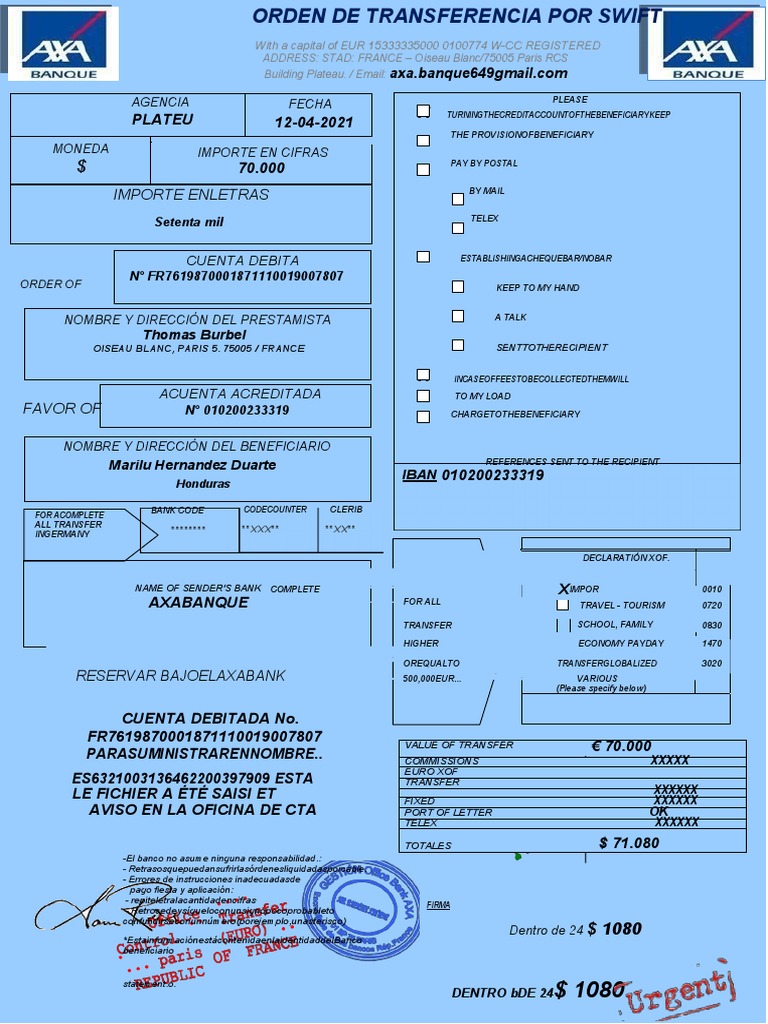 Transferencia Bancaria Hernandez | PDF | Bancario | Dinero