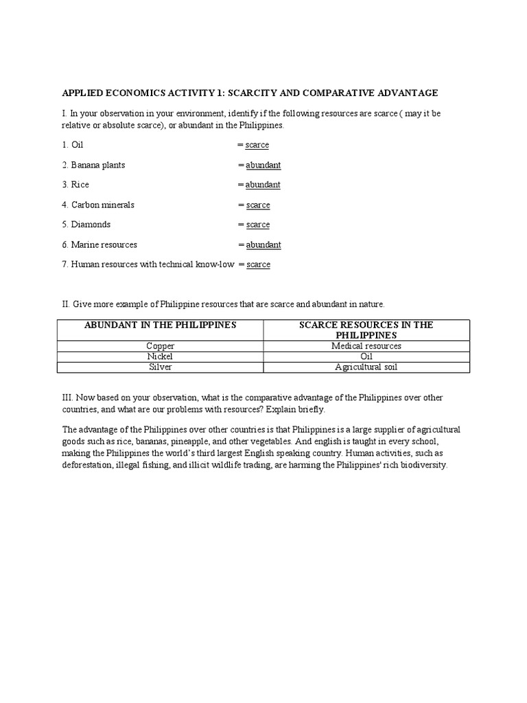 Applied Economics Activity 1 | PDF