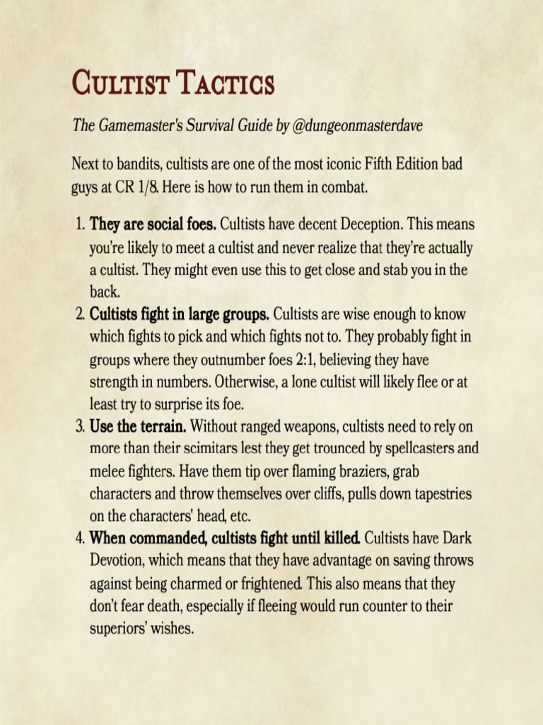 Monster Tactics - Cultist | PDF