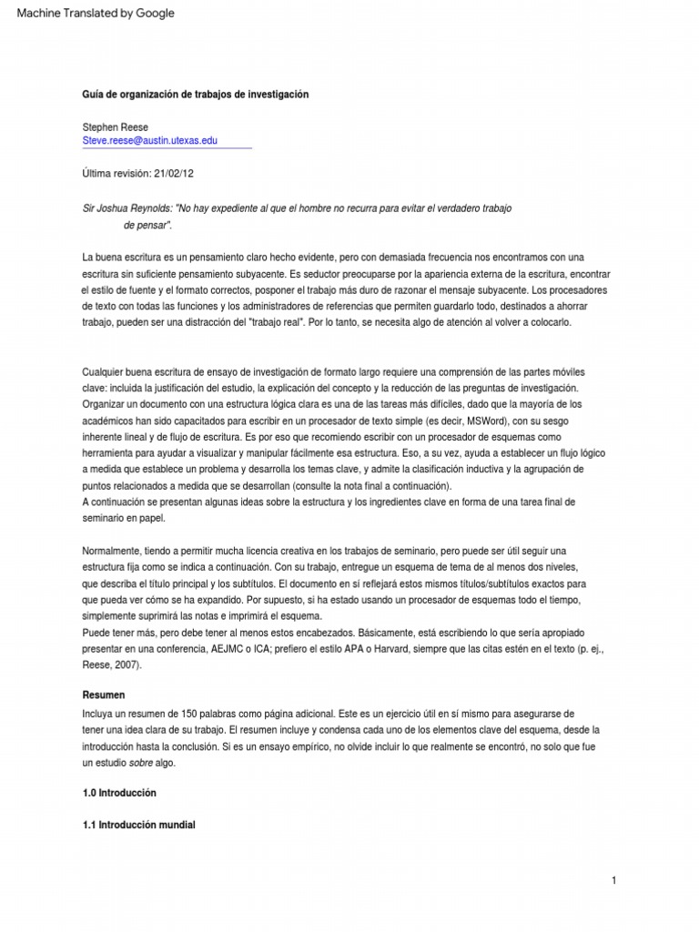 Research Paper Oganization Guide | PDF | Teoría | Pensamiento