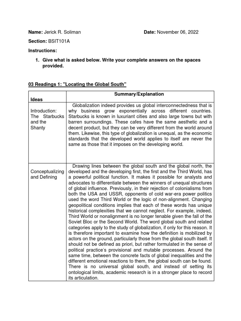 SOLIMAN 03 Worksheet 1 | PDF | Globalization | Nationalism SOLIMAN 03 Worksheet 1 | PDF | Globalization | Nationalism