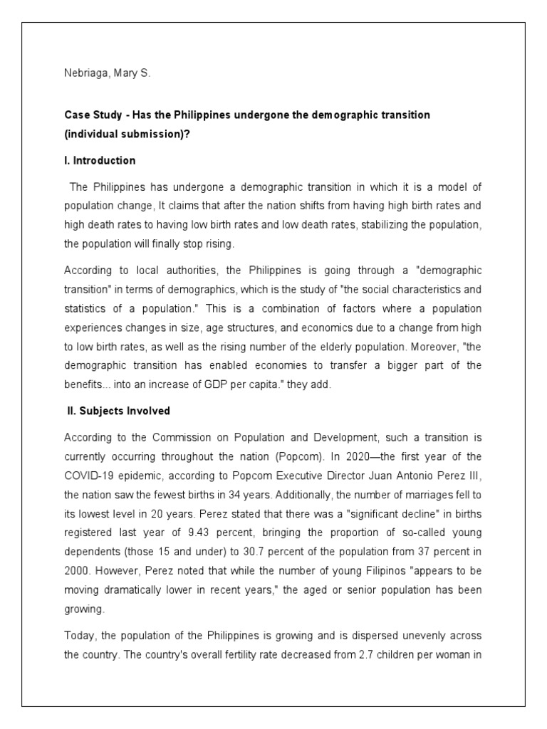 Philippines Undergone Demographic Transition | PDF | Birth Rate ...