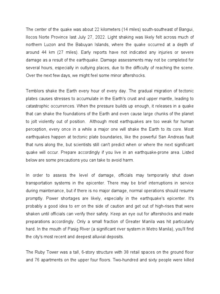 Literary Reportage | PDF | Earthquakes | Natural Disasters