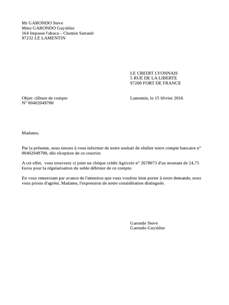 Clôture Compte BFC | PDF