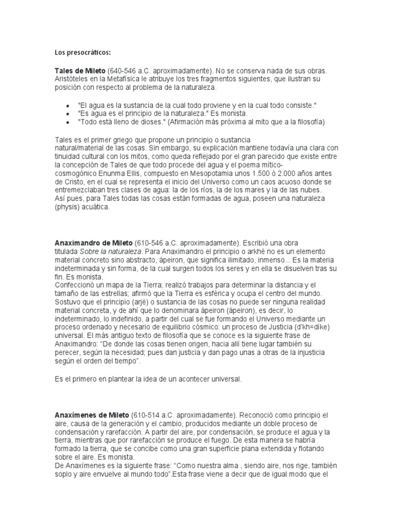 Los Presocráticos | PDF | Platón | Metafísica