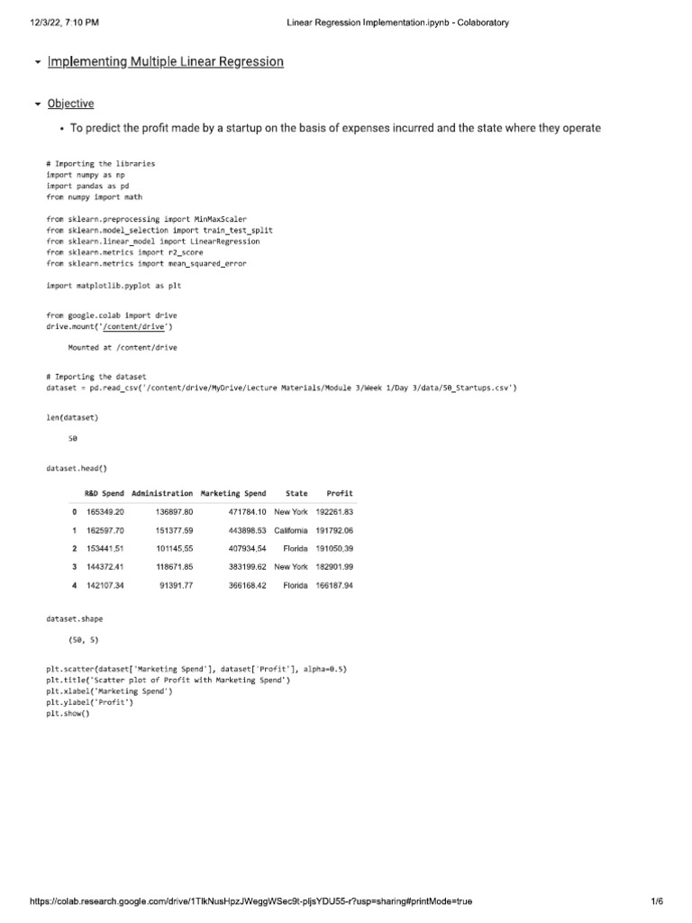 Linear Regression Implimentation | PDF