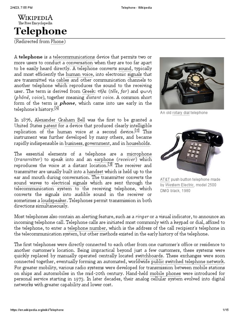 Telephone - Wikipedia | PDF | Telephone | Smartphone