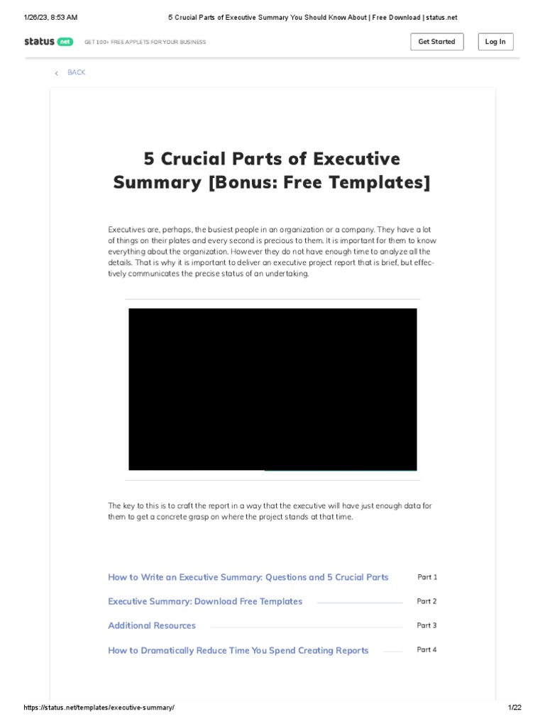 5 Key Components of Executive Summary | PDF | Login | Information