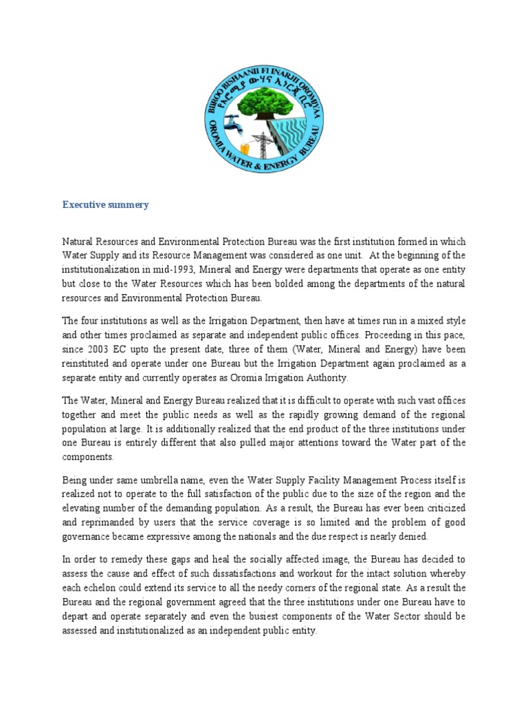 Oromia Water and Energy Bureau Overview 1 | PDF | Water | Water Supply