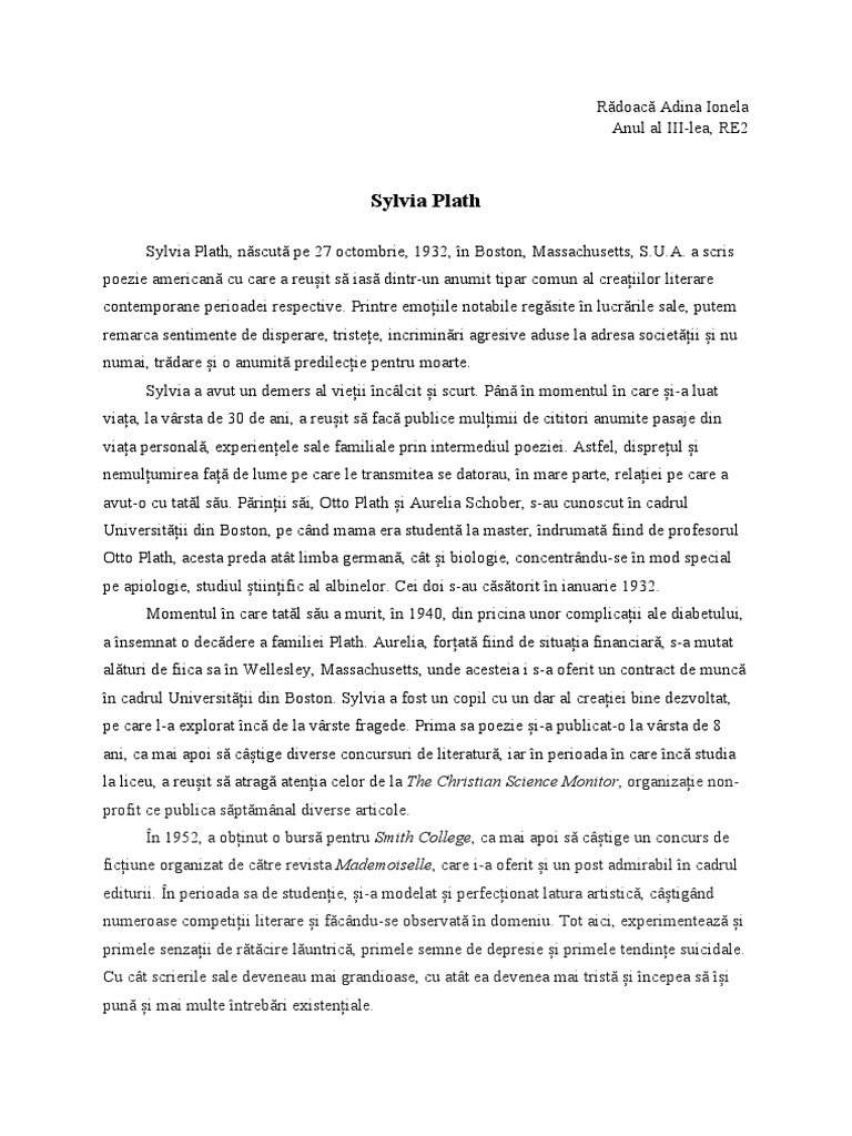 Sylvia Plath Biography and Literature | PDF